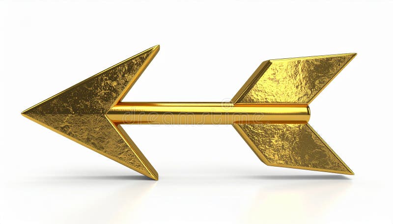 Golden Arrow Pointing Left Isolated on White Backdrop Stock ...
