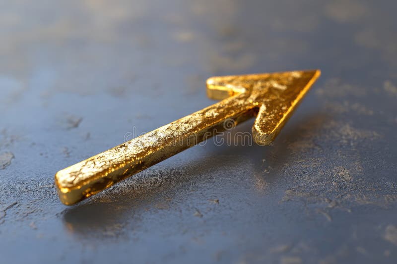 Golden Arrow Pointing Upwards on a Textured Surface a Golden Arrow ...