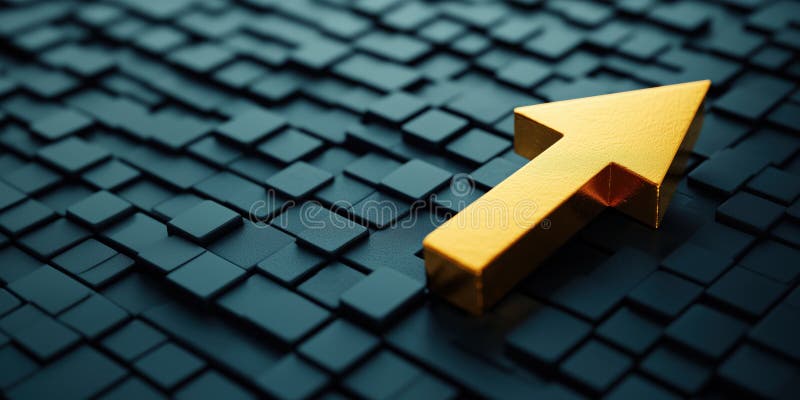 Golden Arrow Symbolizing Growth on Textured Black Surface Stock ...