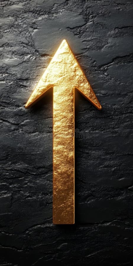 Golden Arrow Symbolizing the Path To Success and Progress Against a ...