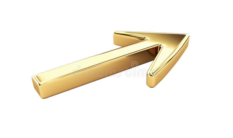 Golden Arrow Symbolizing Progress and Direction, 3D Design with Shiny ...