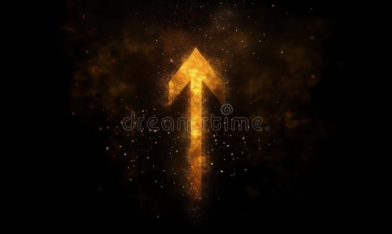 Golden Arrow Symbolizing Progress and Direction, Surrounded by Glowing ...