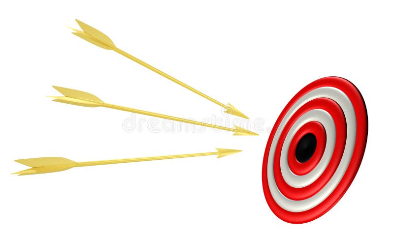 Golden arrows with target stock illustration. Illustration of targeting ...