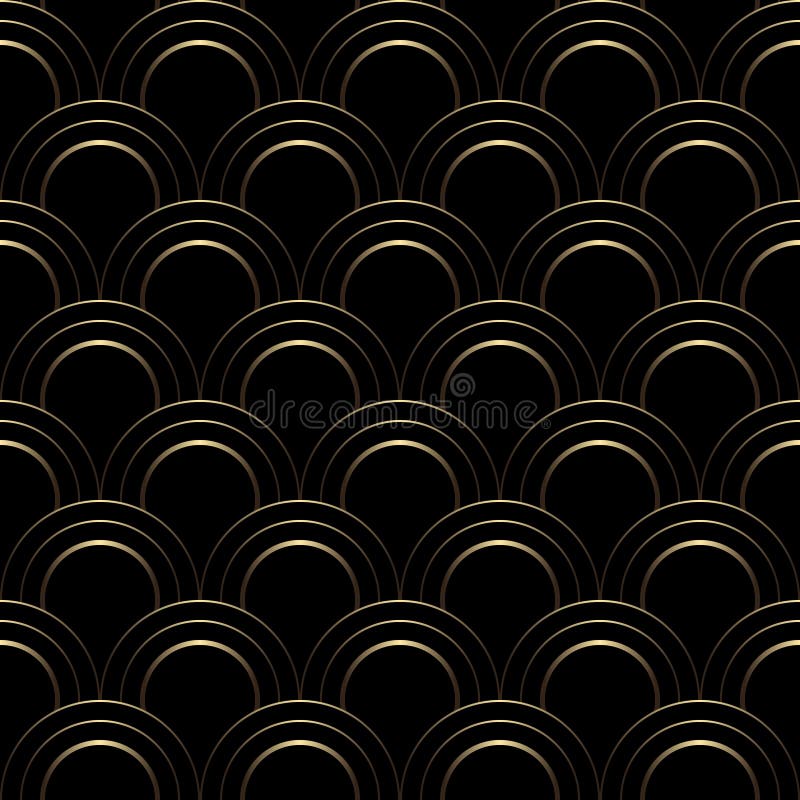 Golden Art Deco Linear Geometric Seamless Scale Pattern. Stock Vector ...