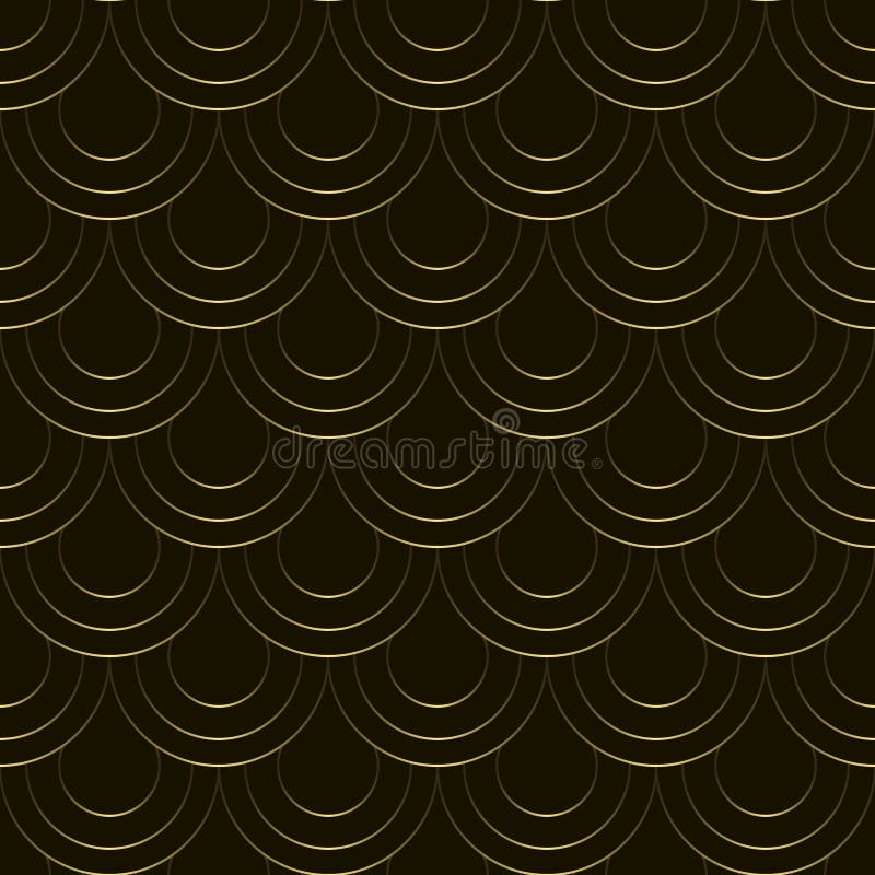 Golden Art Deco Linear Geometric Seamless Scale Pattern. Stock Vector ...