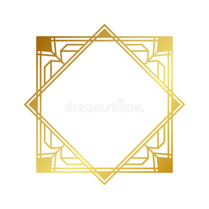 Golden Art Deco Square Frame Stock Vector - Illustration of border ...