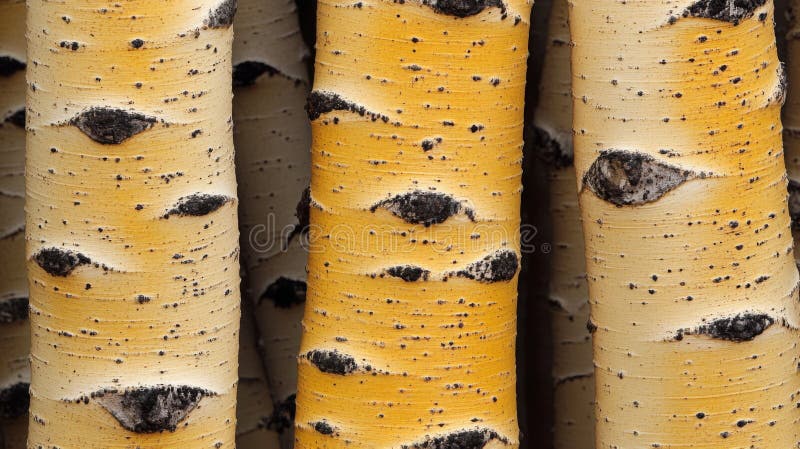 Golden Aspen Tree Trunks Close Up Detail Stock Illustration ...