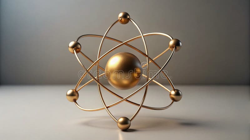 Golden Atomic Model a Minimalist Abstract Science Background for ...
