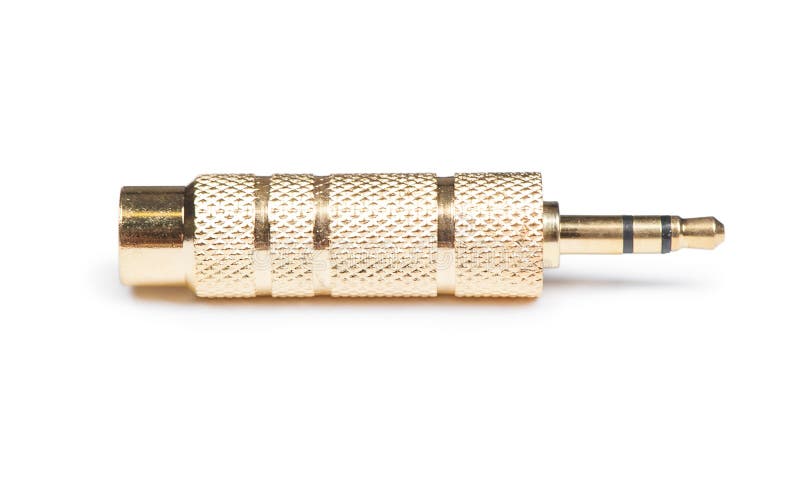 Golden audio adapter plug stock photo. Image of recording - 35949854