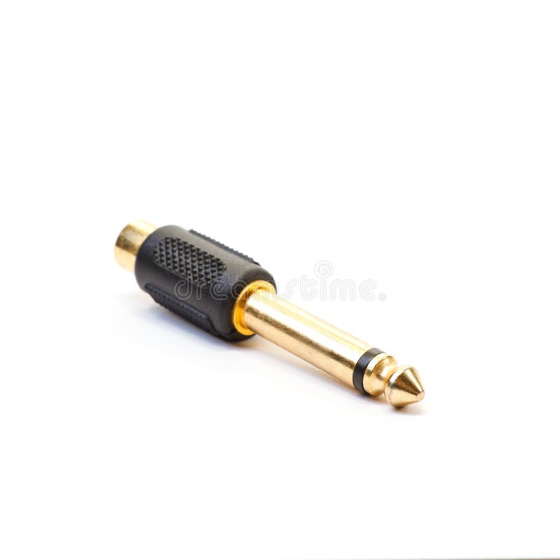 Golden audio adapter plug stock photo. Image of recording - 35949854