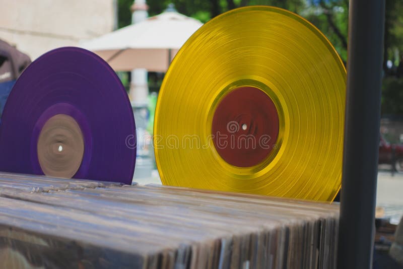 Golden Audio Record for the Player Stock Photo - Image of sound, player ...