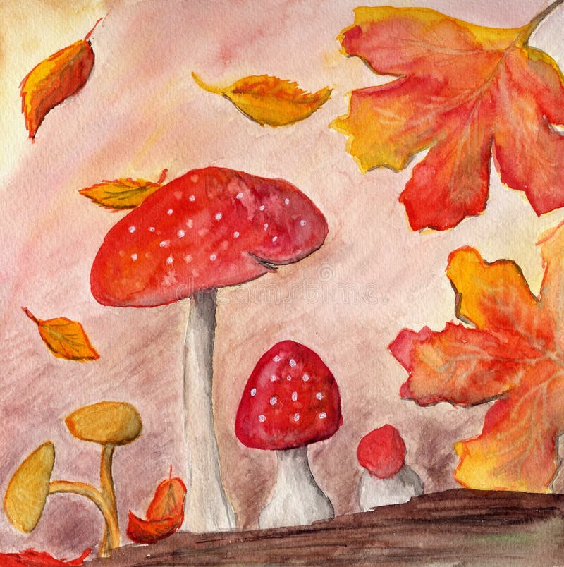 Golden autumn stock illustration. Illustration of watercolour - 14532564