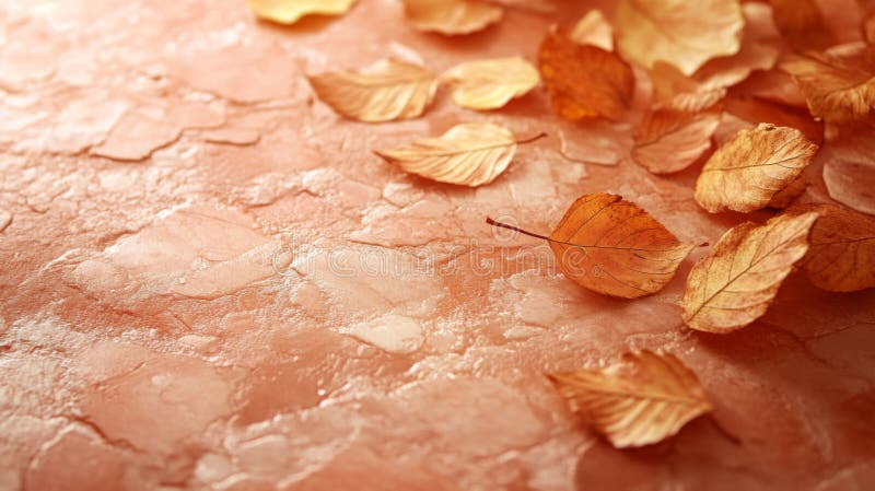 Golden Autumn Leaves on Textured Orange Background Stock Illustration ...