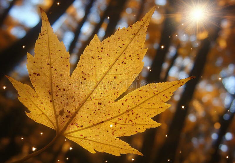 Golden Autumn Maple Leaf Backlit Sunbeams Magical High Quality Image ...