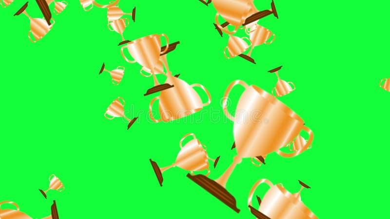 Golden Award Cups Falling Animation Green Screen Seamless Loop Stock ...