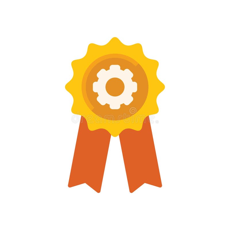Golden Award Ribbon Featuring a Gear Symbol for Engineering Excellence ...