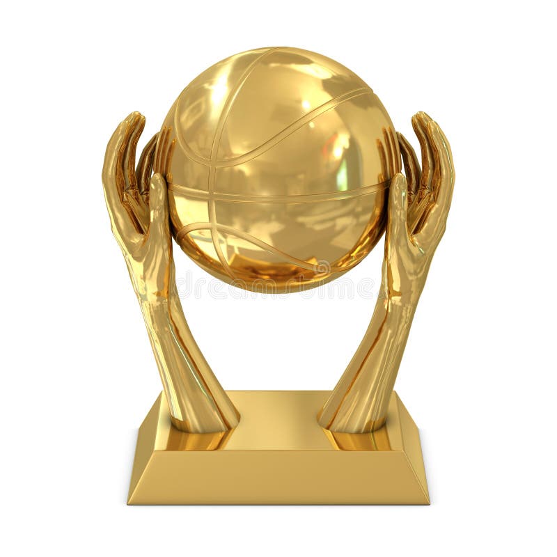 Golden Basketball Award Trophy with Ball and Net Stock Illustration ...