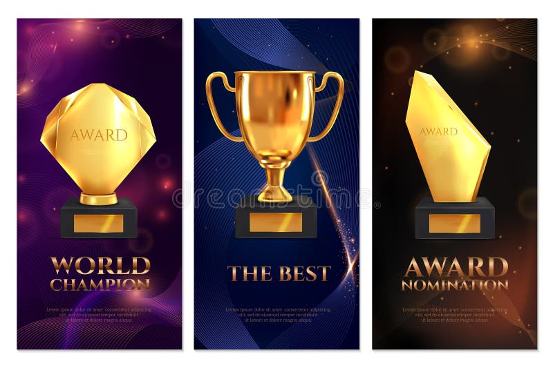 Golden awards banner set stock illustration. Illustration of glowing ...