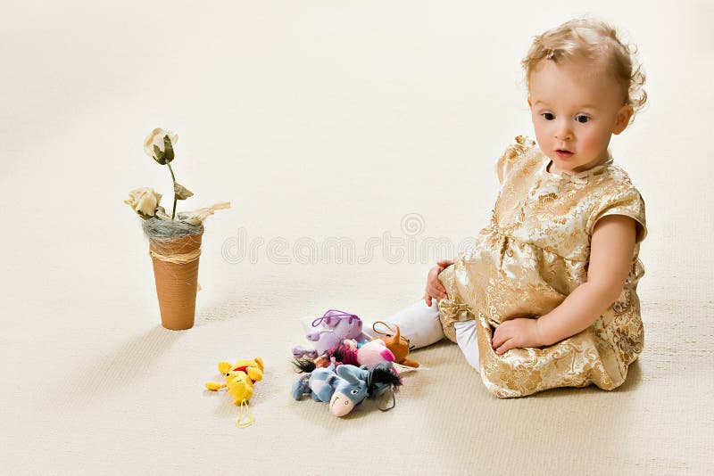 Golden baby stock image. Image of home, isolated, happy - 7193587