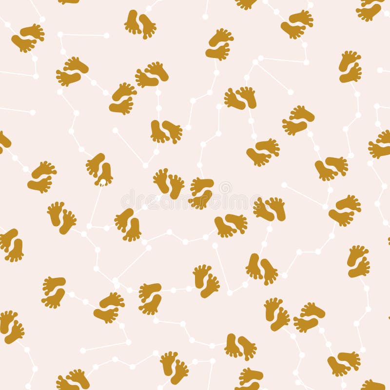 Golden Baby Feet and Celestial Elements in a Seamless Pattern Design ...