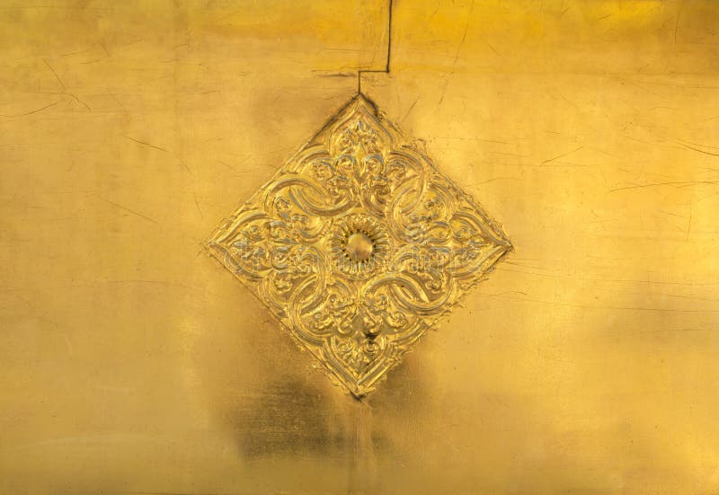 Golden Background with Floral Engraved Art Stock Photo - Image of ...