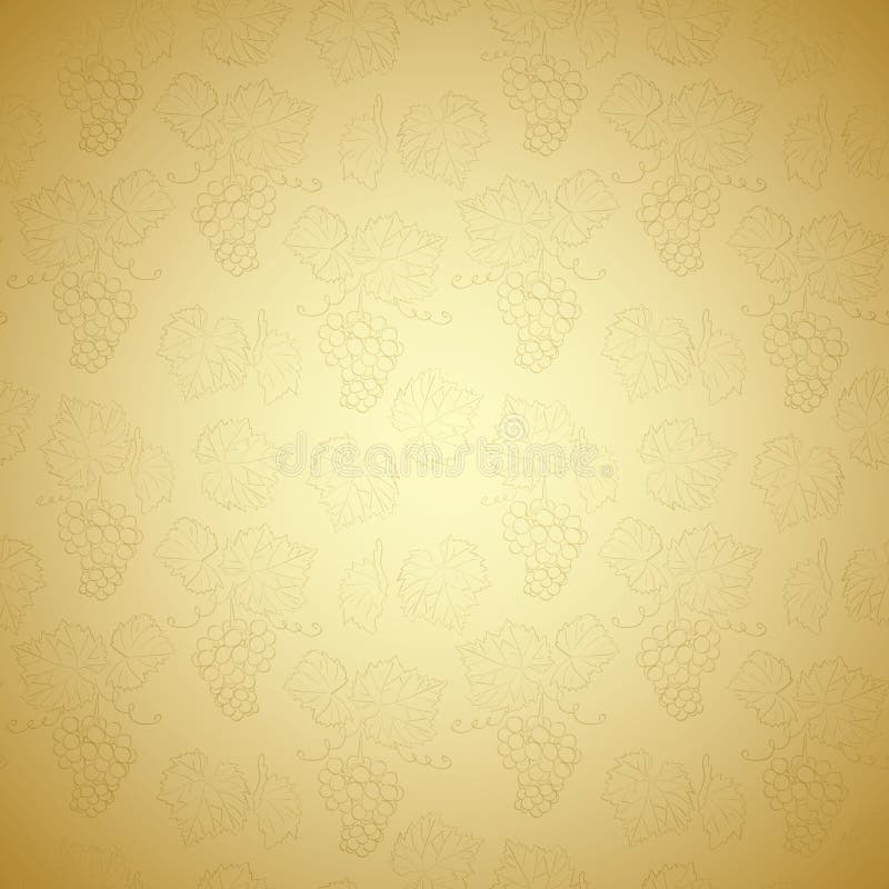 Golden Background with Gradient - Grape Clusters and Leaves Stock ...