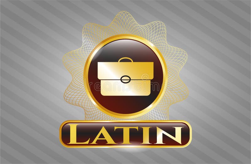 Golden Badge with Briefcase Icon and Latin Text Inside EPS10 Stock ...