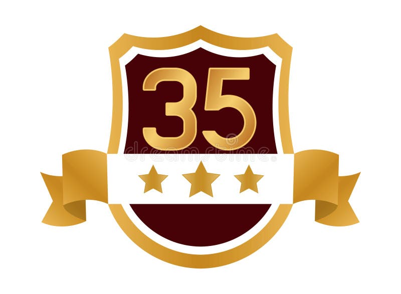 Golden Badge with Number Thirtyfive Stock Vector - Illustration of ...