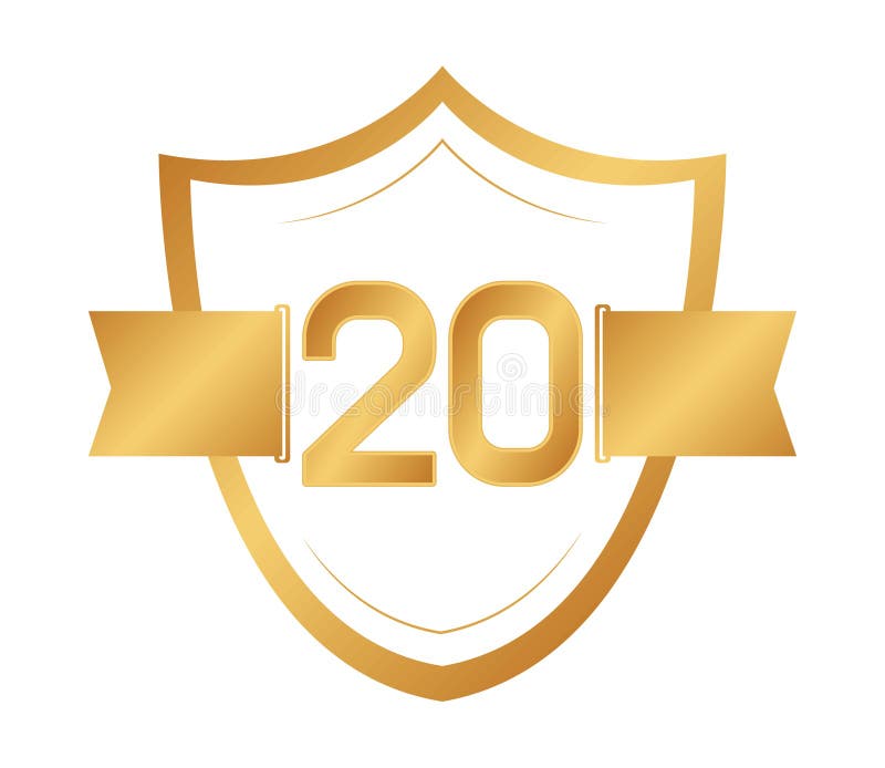 Golden Badge with Number Twenty Stock Vector - Illustration of golden ...