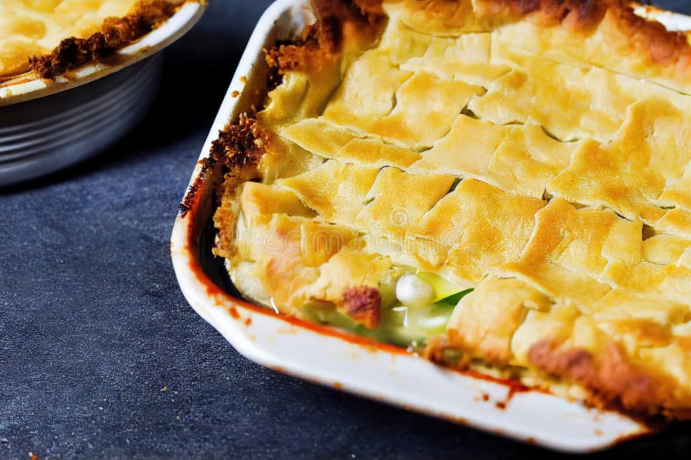 Golden Baked Meat Pie in Rectangular Shape Stock Image - Image of sauce ...