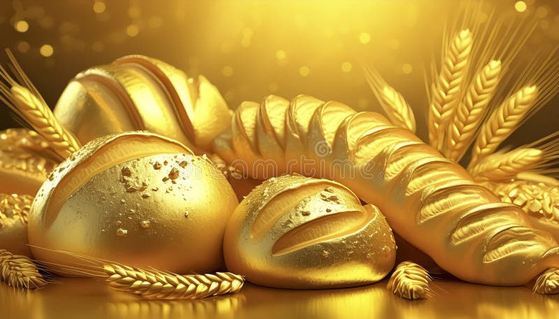 Golden bakery products stock illustration. Illustration of bakery ...