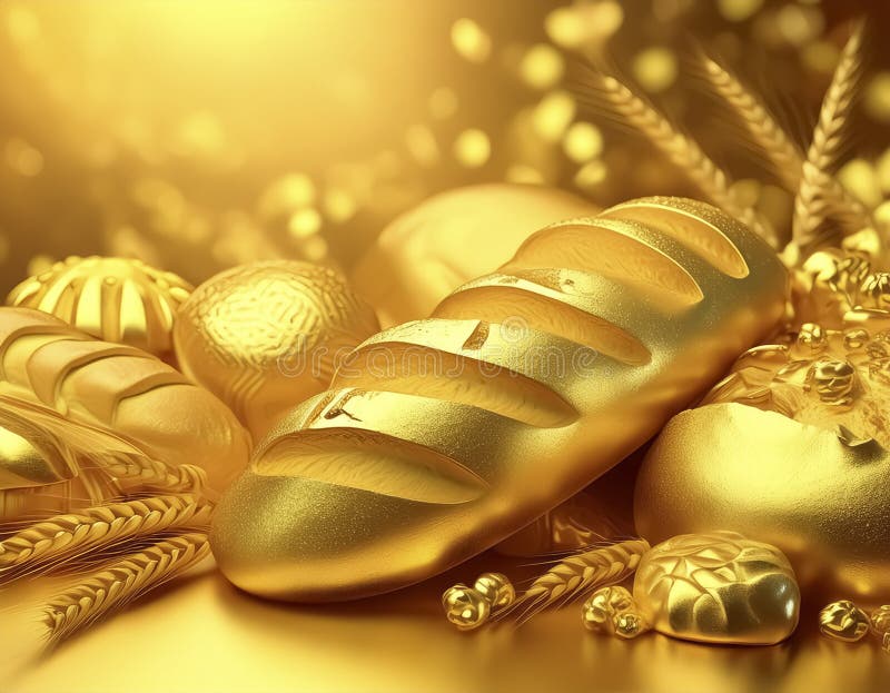 Golden bakery products stock illustration. Illustration of premium ...