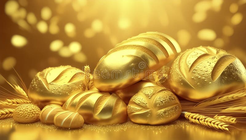 Golden bakery products stock illustration. Illustration of rarefied ...