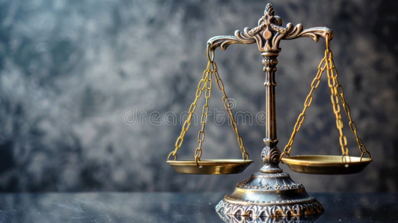 Golden Balance Scale on Black Table Stock Photo - Image of decorative ...