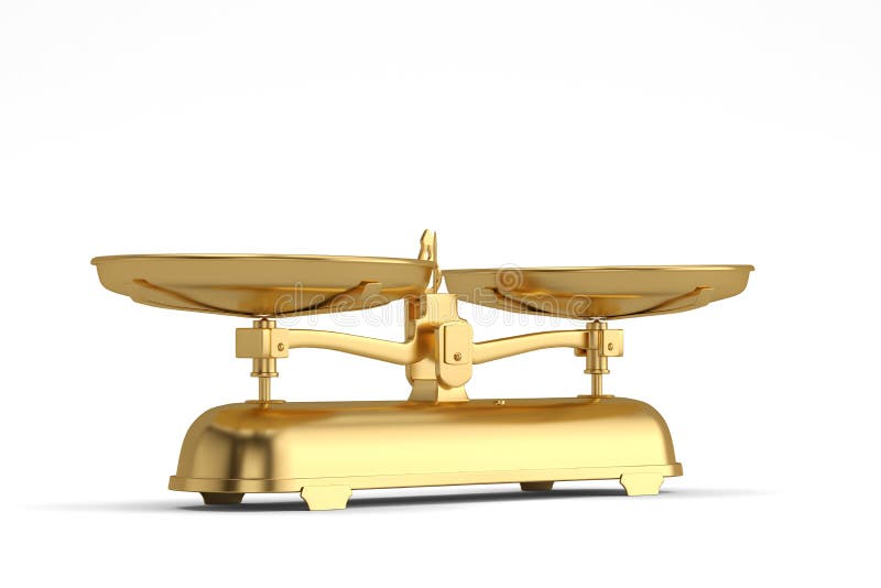Golden Balance Scale with Currency Symbols and Alarm Clock Stock ...