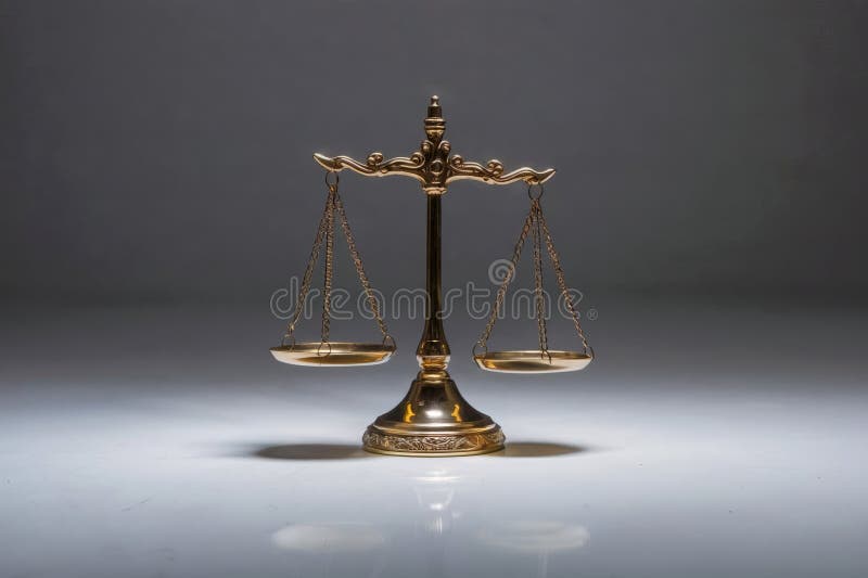 Golden Balance Scale on a Reflective Surface Under Studio Lighting ...