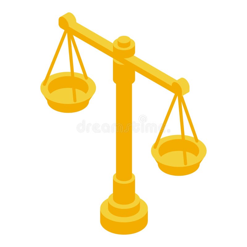 Golden Balance Scale Standing on White Background Representing Justice ...
