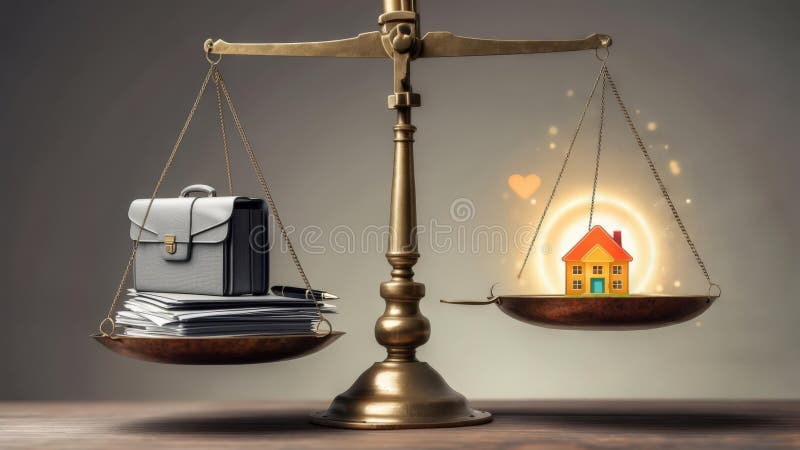 Golden Balance Scale Weighing a Stack of Documents and Briefcase ...