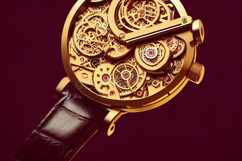 Golden Ball Bearings and Gears in Clockwork Stock Illustration ...