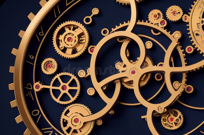 Golden Ball Bearings and Gears in Clockwork Stock Illustration ...