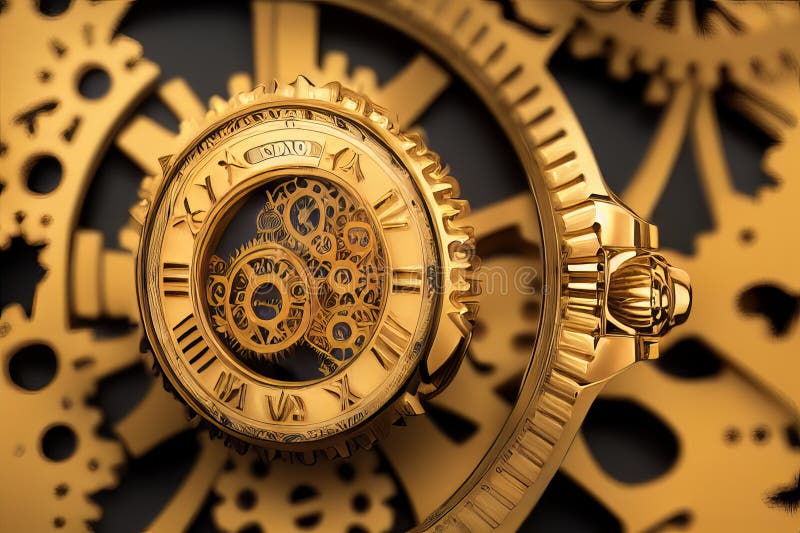 Golden Ball Bearings and Gears in Clockwork Stock Photo - Image of gold ...