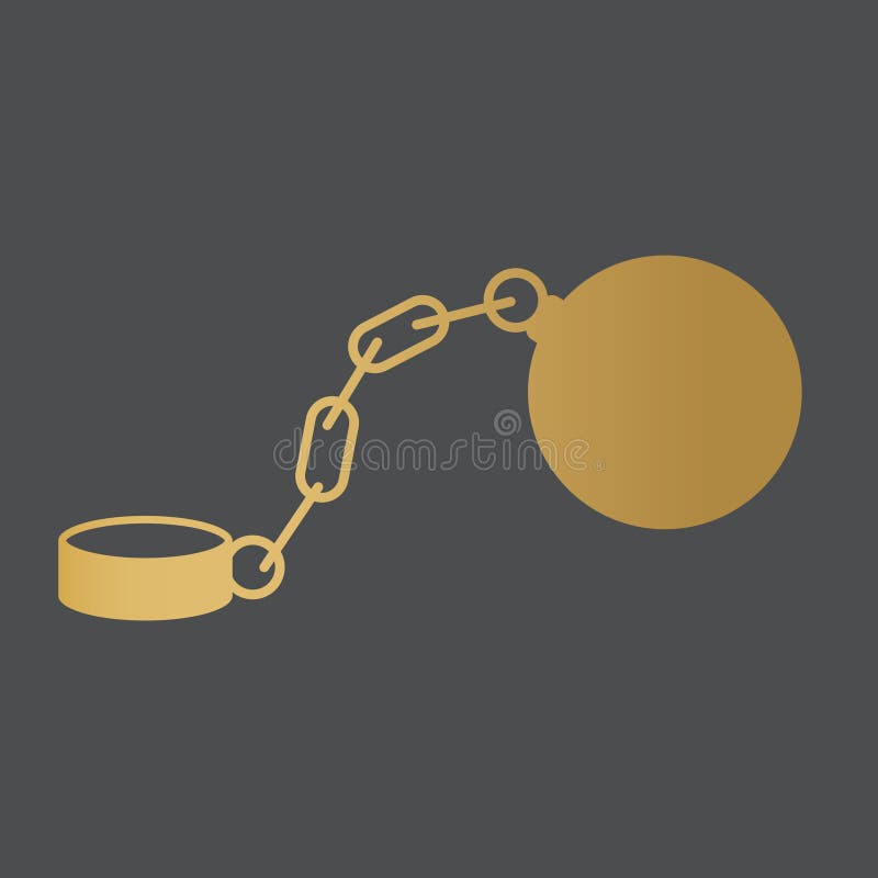 Golden ball and chain icon stock vector. Illustration of fetter - 183403228