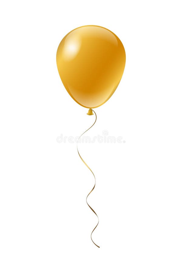 Golden Balloon Isolated on White. Stock Vector - Illustration of ...