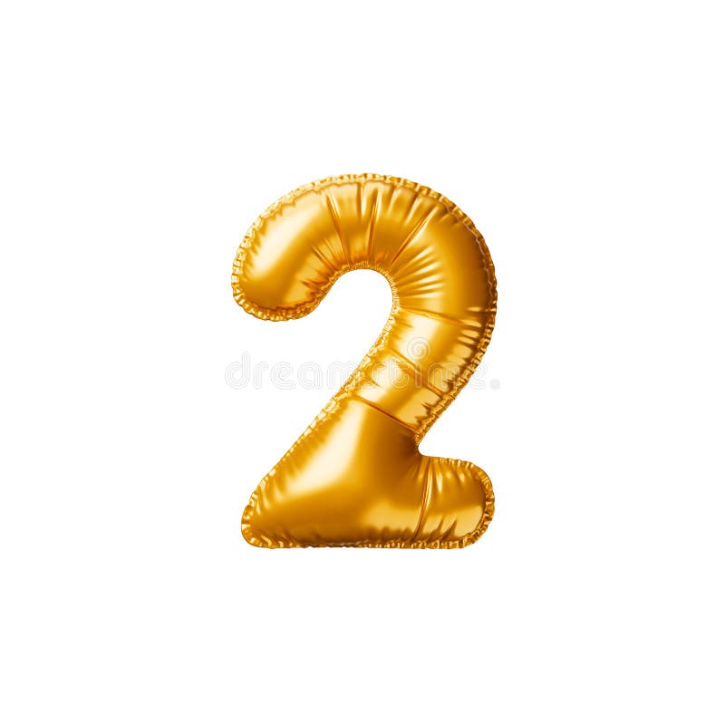 Golden Balloon Number 2. 3d Render Illustration Stock Illustration ...