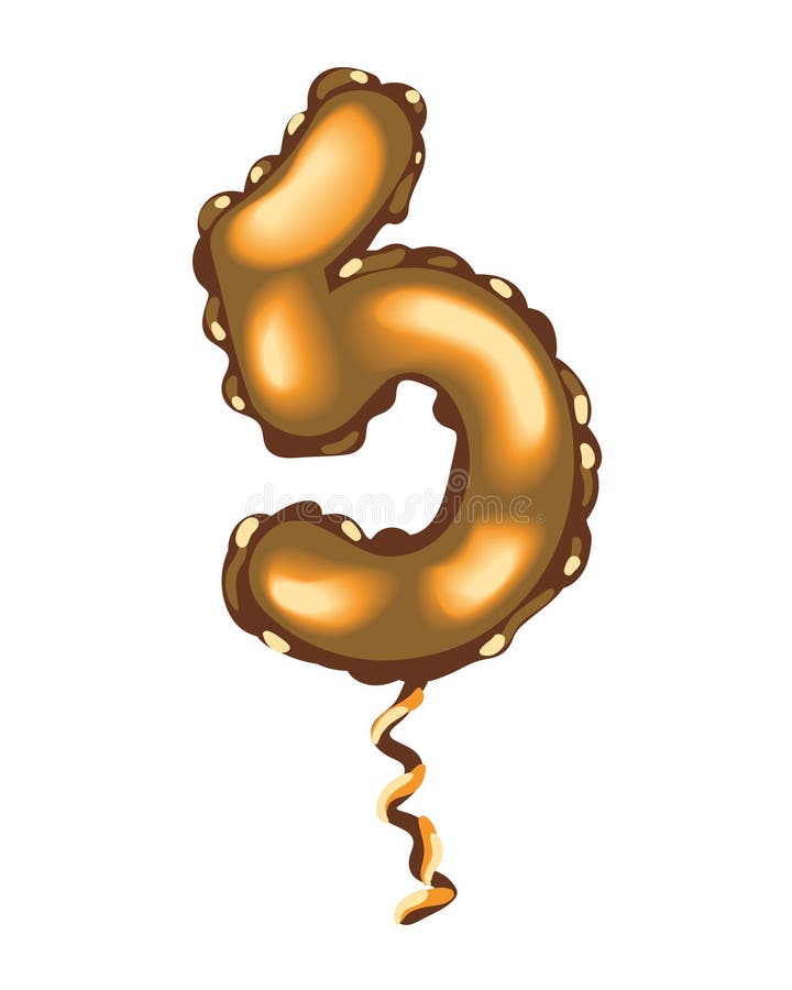 Golden balloon number five stock vector. Illustration of balloon ...