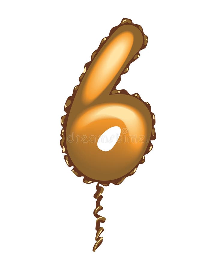 Golden balloon number six stock vector. Illustration of metallic ...