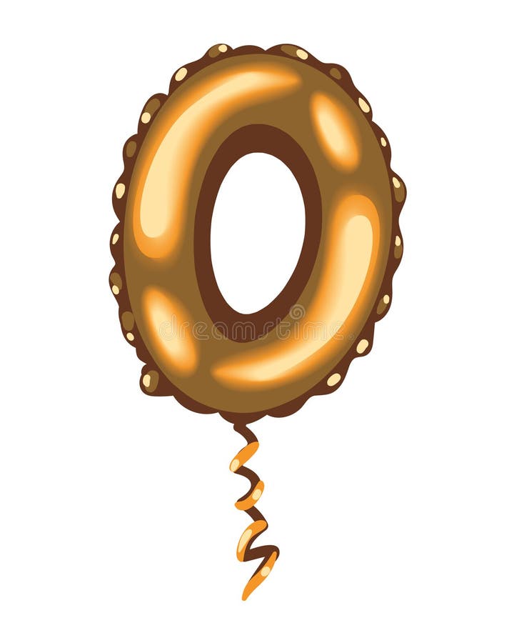Golden balloon number zero stock vector. Illustration of party - 360523539