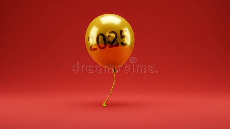 Golden Balloon on Red Background Depicting Numeric Year Celebration ...