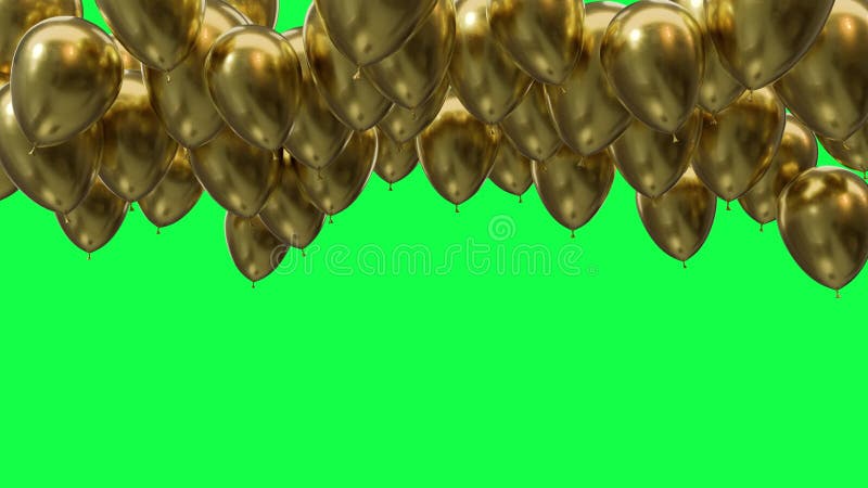 Golden Balloons on the Ceiling on a Green Screen Background Stock ...