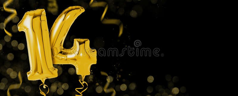Golden Balloons with Copy Space - Number 14 Stock Photo - Image of ...